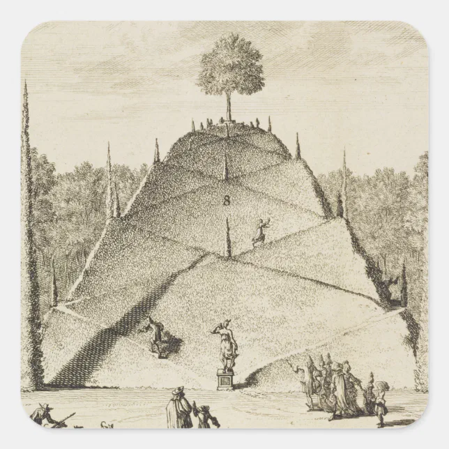 Artificial Mount Parnassus, engraved by Johannes V Square Sticker | Zazzle