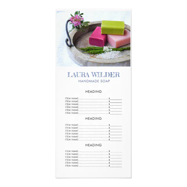 Artisan Handmade Soap Maker Price List Rack Card | Zazzle