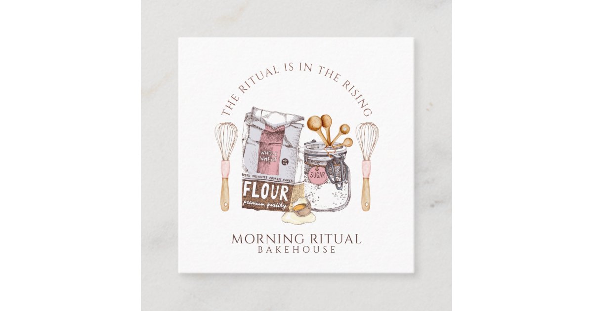 Artisan Watercolor Baker Dessert Caterer QR Code Square Business Card ...