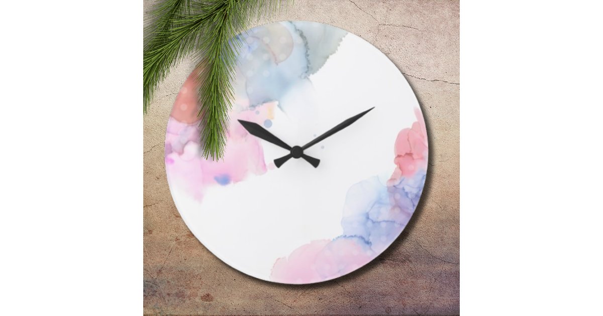 Artist Blue and Pink Watercolor Wall Clock | Zazzle
