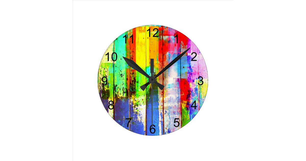 Artist Colorful Splatter Paint Round Clock | Zazzle.com