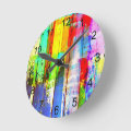 Artist Colorful Splatter Paint Round Clock | Zazzle