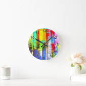 Artist Colorful Splatter Paint Round Clock | Zazzle