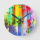 Artist Colorful Splatter Paint Round Clock | Zazzle