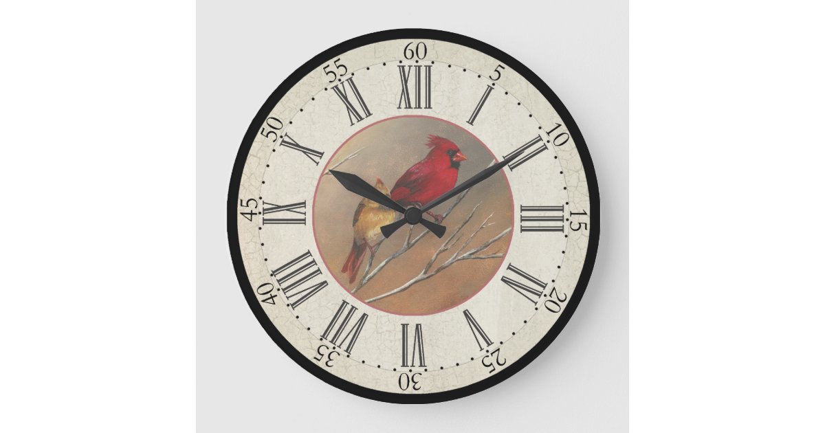 Artist Series Clock - Cardinal Bird Clock | Zazzle