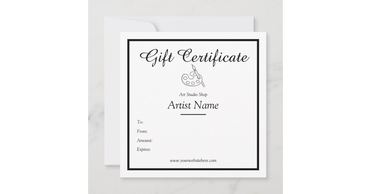 Artist Studio Gift Certificate Template | Zazzle