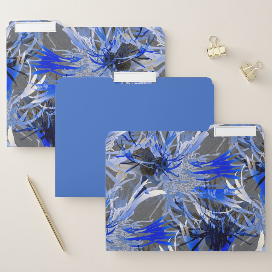 Artistic Abstract Blue & Gray | Blue File Folder | Zazzle