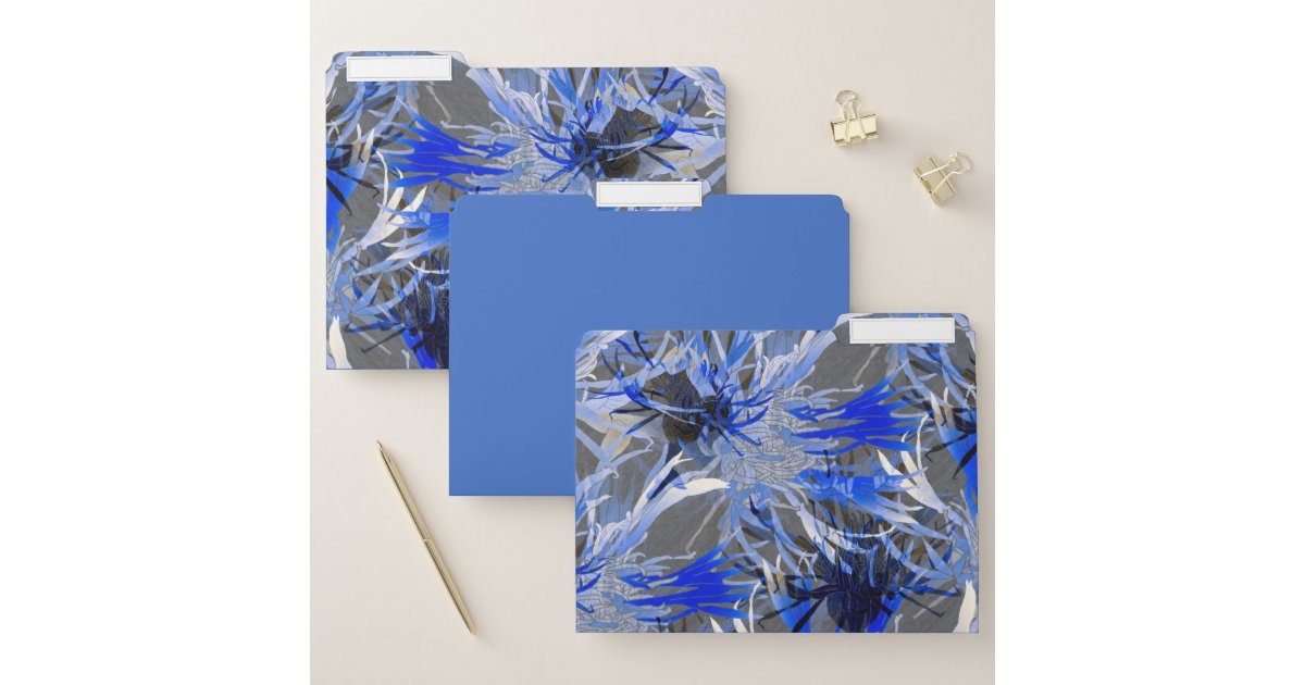 Artistic Abstract Blue & Gray | Blue File Folder | Zazzle