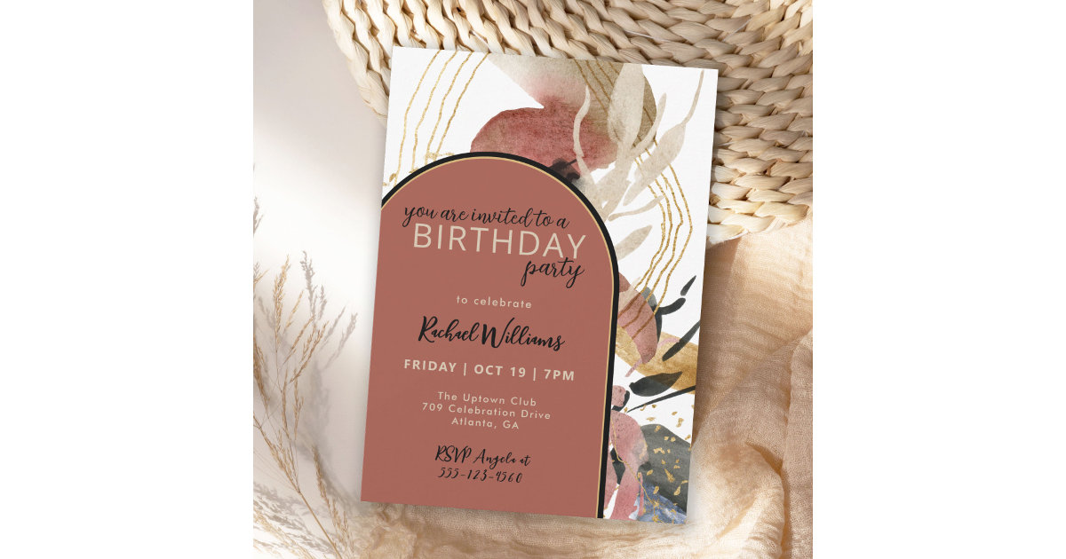 Artistic Abstract Modern Stylish Birthday Party Invitation | Zazzle