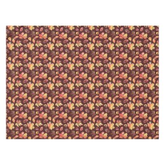 Artistic Autumn Leaves Pattern on Rich Brown Tablecloth | Zazzle