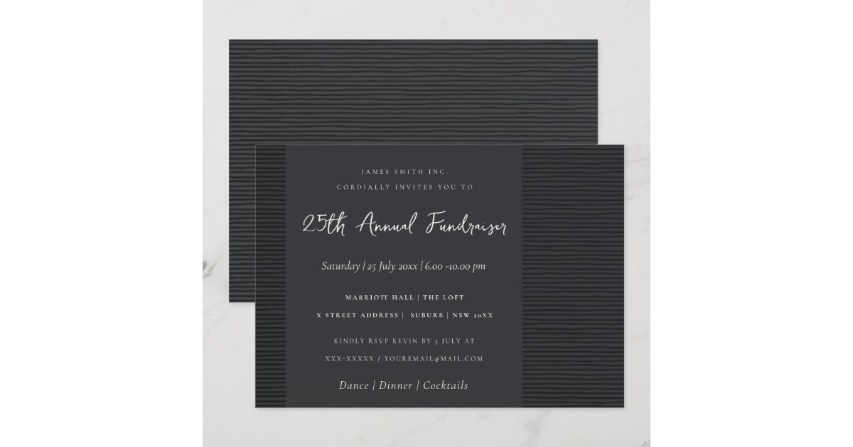 ARTISTIC BLACK SKETCH STRIPED LINE CORPORATE EVENT INVITATION | Zazzle