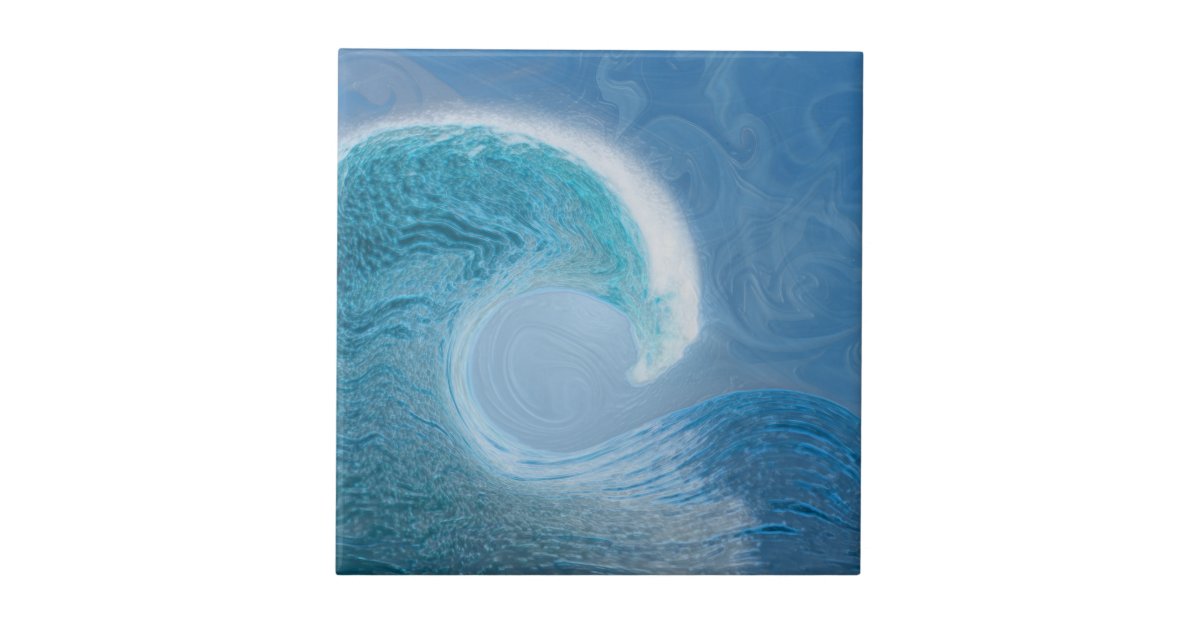 Artistic Blue Wave Ceramic Tile | Zazzle