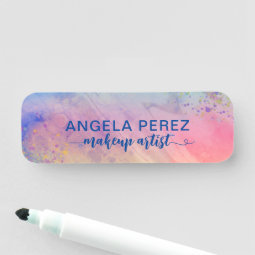 Artistic Colorful Pastel Liquid Paint Splatters Name Tag | Zazzle