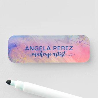 Artistic Colorful Pastel Liquid Paint Splatters Name Tag | Zazzle