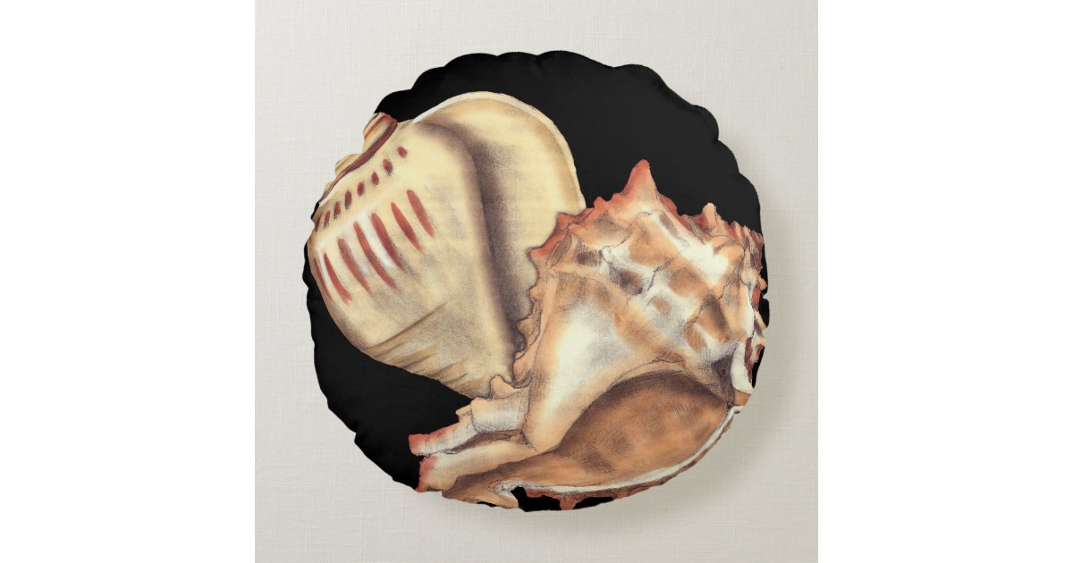 Artistic Conch Shells Round Pillow | Zazzle
