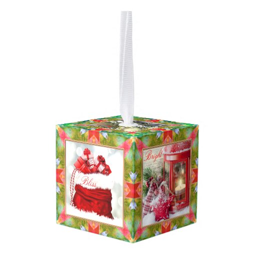 Artistic Custom Photo Cube Christmas Ornament | Zazzle