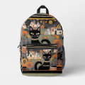 Artistic Cute Black Cat Printed Backpack | Zazzle