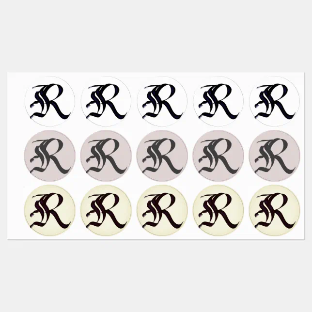Artistic Elegant Monogram Calligraphy Letter "R.” Labels | Zazzle