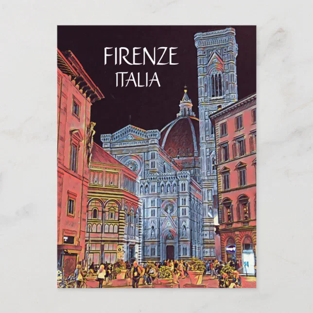 Artistic Firenze Italia Street Scene with Duomo Postcard | Zazzle