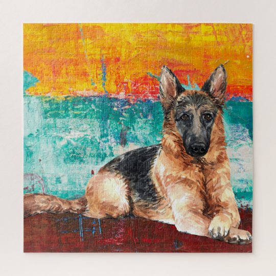 Artistic German Shepherd Abstract Painting Jigsaw Puzzle | Zazzle.com