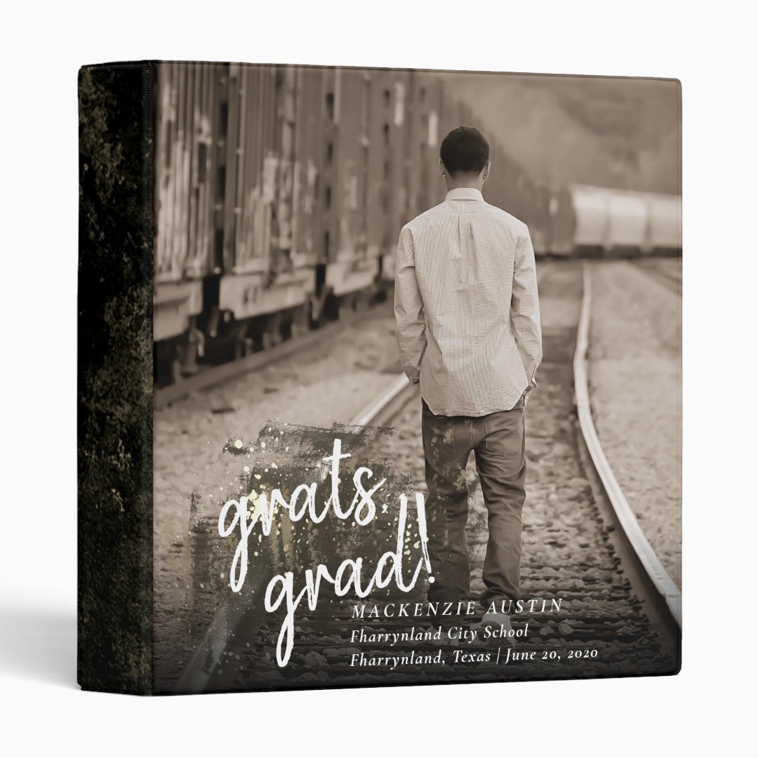 Artistic Grad | Brown Suede Graduation Photo Album 3 Ring Binder | Zazzle