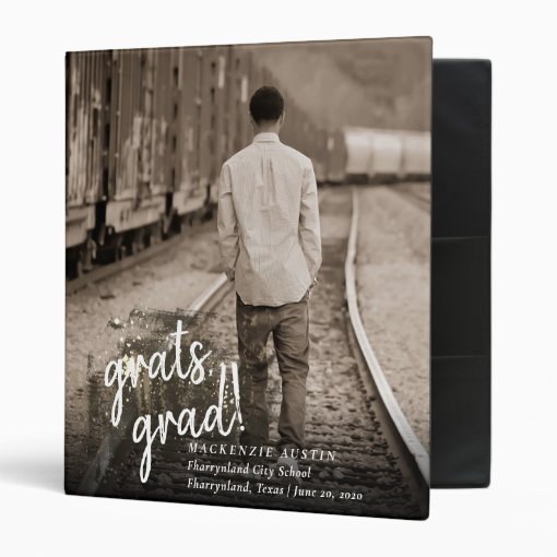 Artistic Grad | Brown Suede Graduation Photo Album 3 Ring Binder | Zazzle