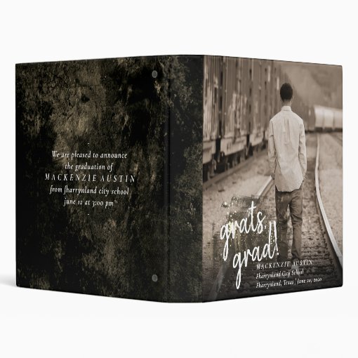 Artistic Grad | Brown Suede Graduation Photo Album 3 Ring Binder | Zazzle
