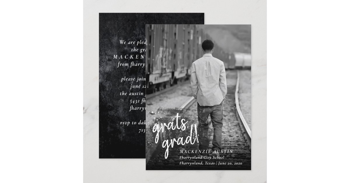 Artistic Graduation | Black and White Photo Invitation | Zazzle