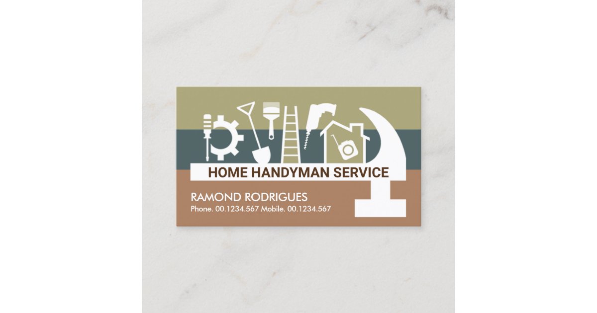 Artistic Hammer Handyman Tools Business Card | Zazzle