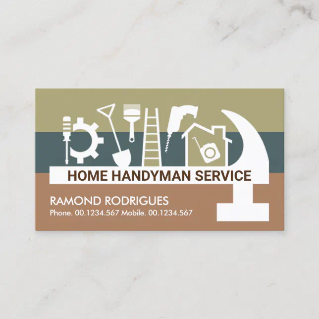 Artistic Hammer Handyman Tools Business Card | Zazzle