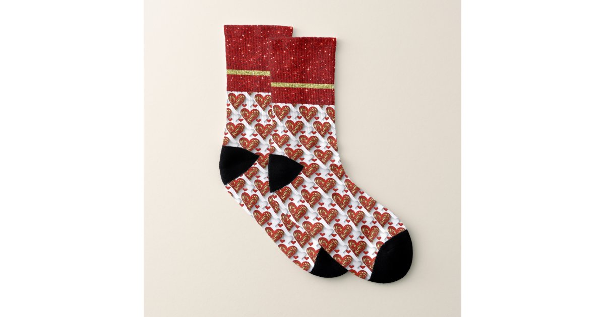 Artistic Hearts Fashion Pop Socks | Zazzle