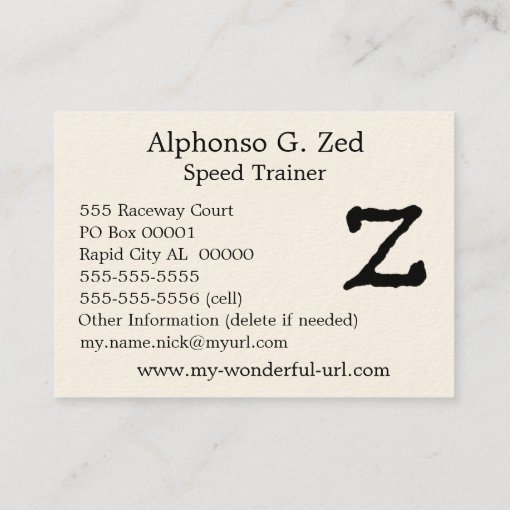 Artistic Letter "Z" Hand Lettered Style Initial Business Card | Zazzle