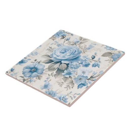 Artistic Light Pastel Blue Roses Ceramic Tile | Zazzle