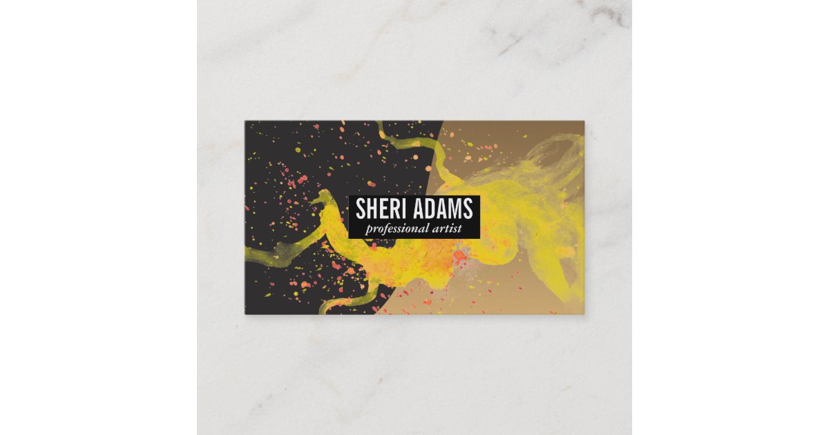 Artistic Paint Splatter | Color Block Business Card | Zazzle