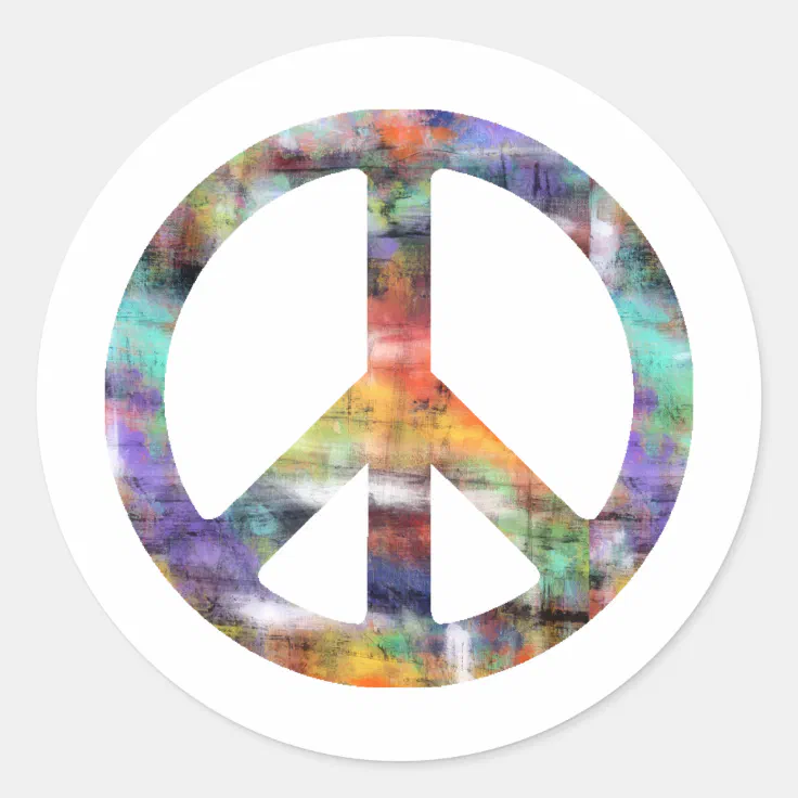 Artistic Peace Sign Classic Round Sticker | Zazzle