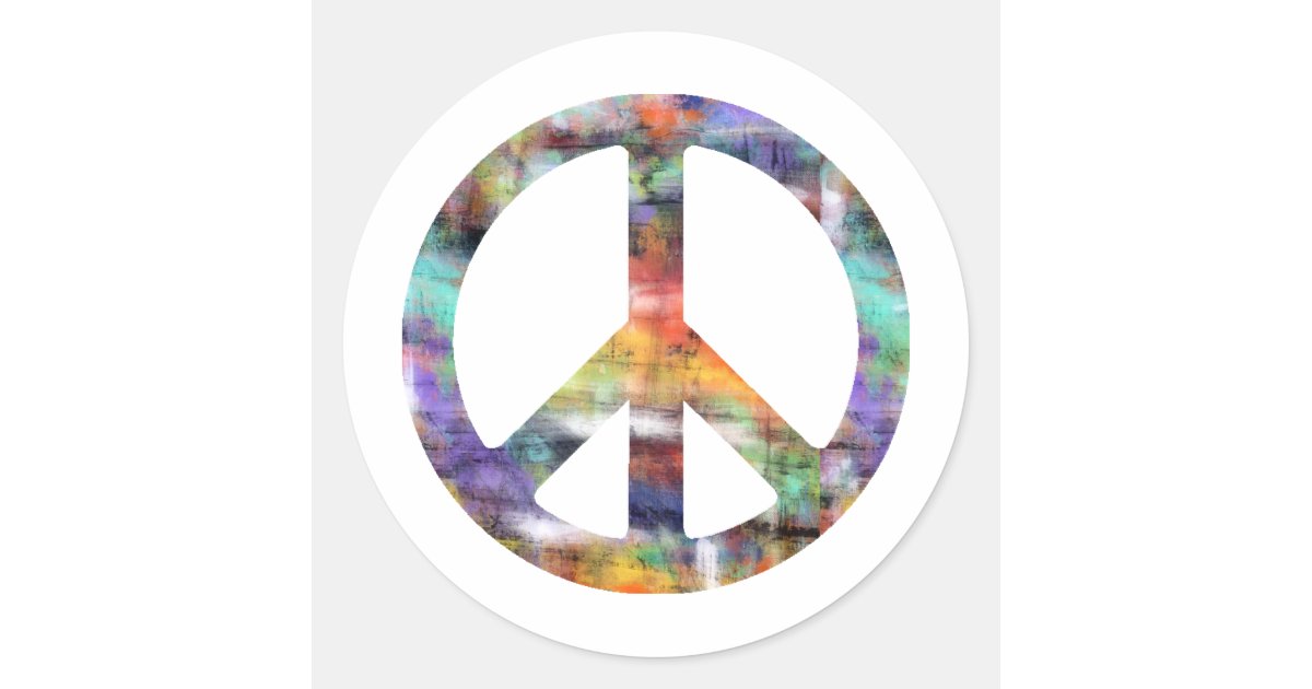 Artistic Peace Sign Classic Round Sticker | Zazzle