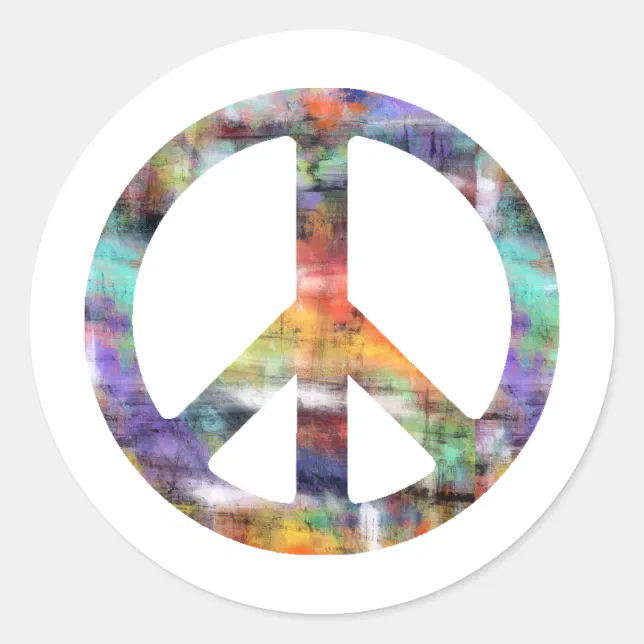 Artistic Peace Sign Classic Round Sticker | Zazzle