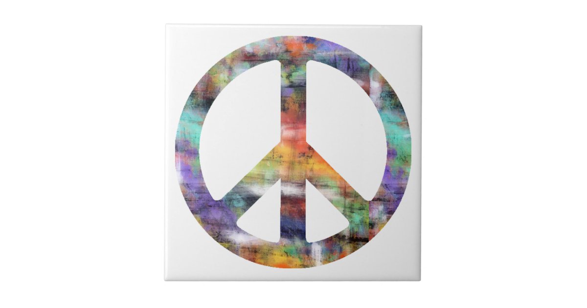 Artistic Peace Sign Tile | Zazzle