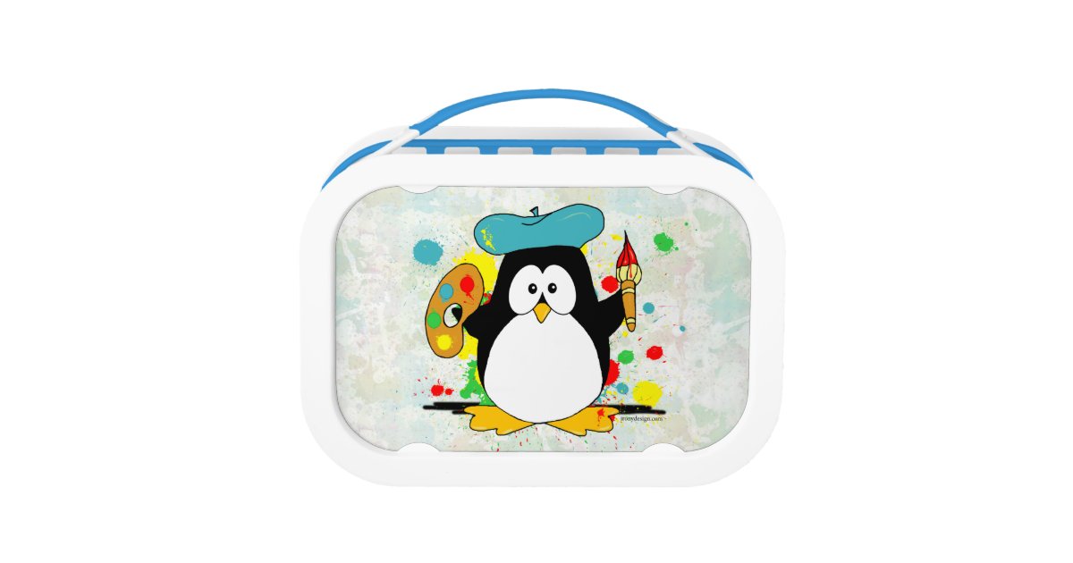 Artistic Penguin Lunch Box | Zazzle