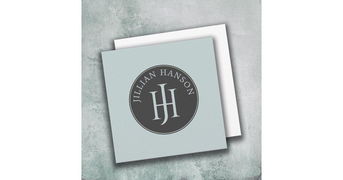 Artistic Personal Monogram Name Logo Smoky Blue Note Card | Zazzle