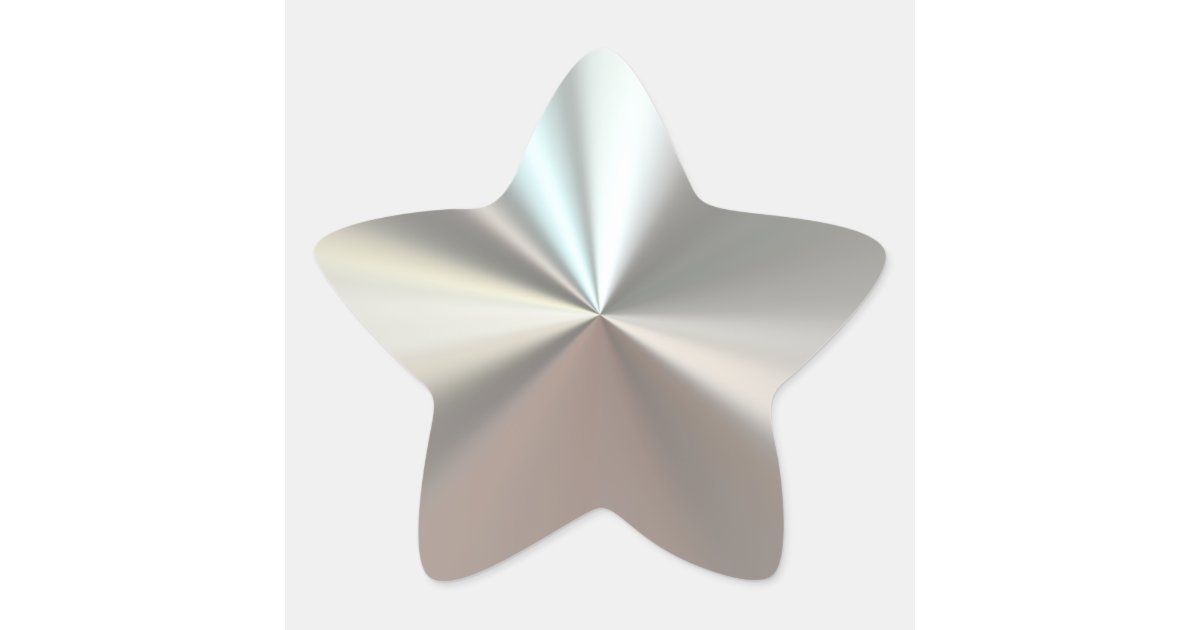 Artistic silver metal star sticker | Zazzle