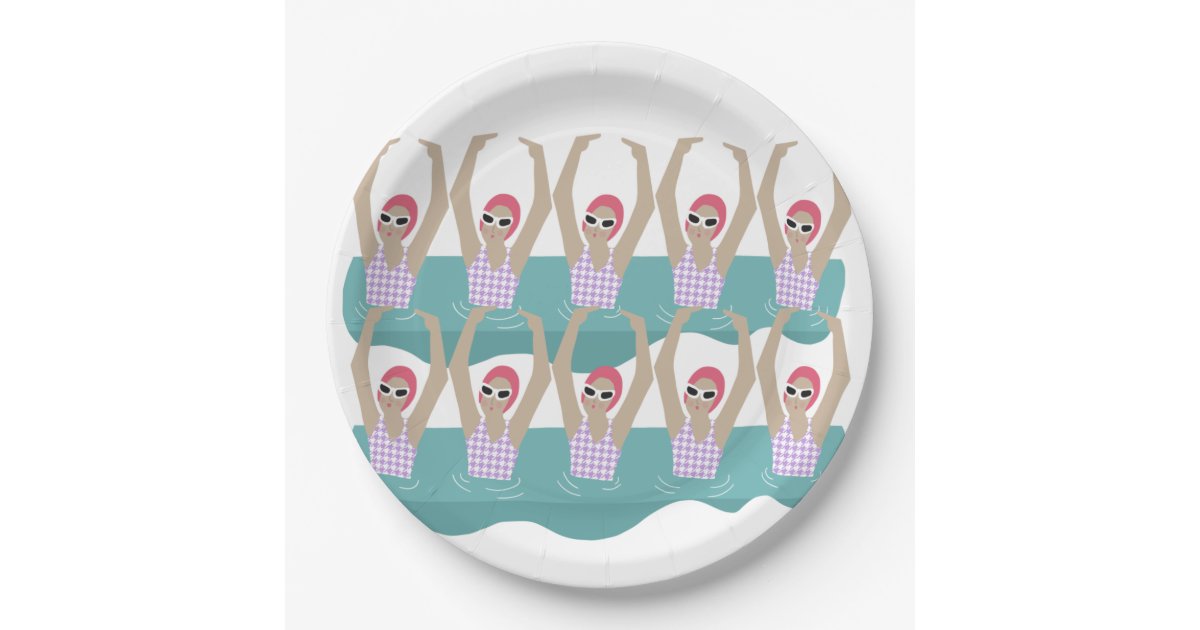 Artistic Swimmers | Artistic Swimming Illustration Paper Plates | Zazzle