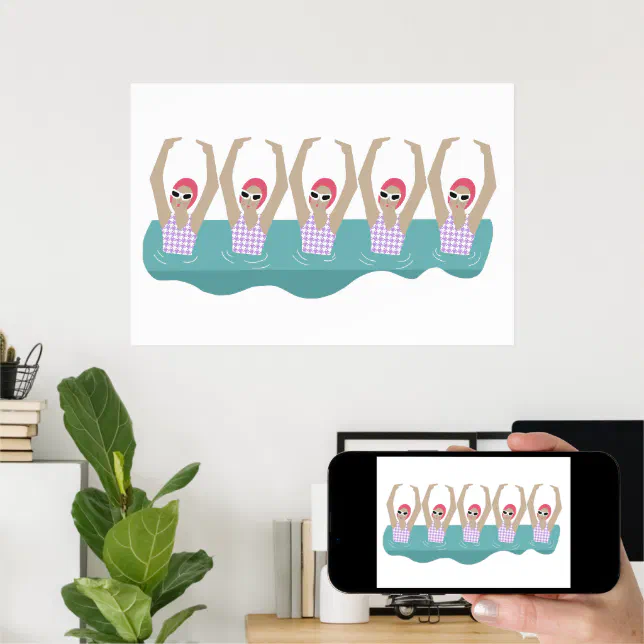 Artistic Swimmers | Artistic Swimming Illustration Poster | Zazzle