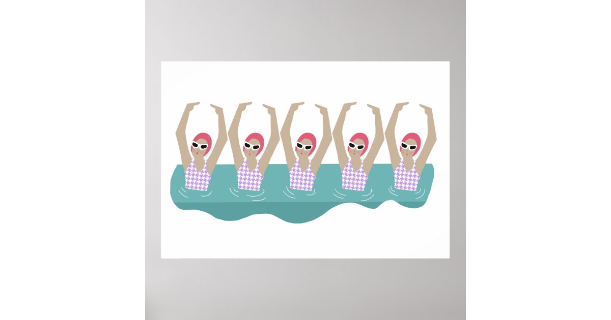 Artistic Swimmers | Artistic Swimming Illustration Poster | Zazzle.com