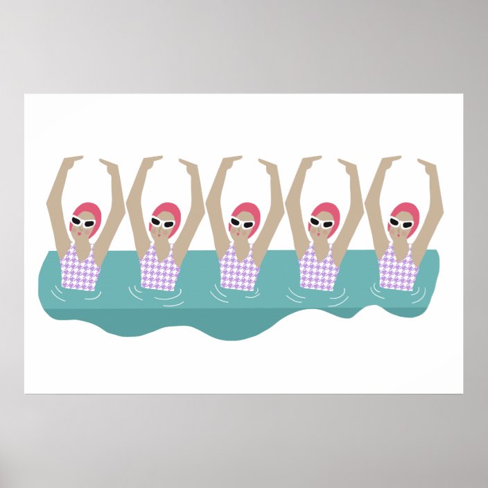 Artistic Swimmers | Artistic Swimming Illustration Poster | Zazzle.com