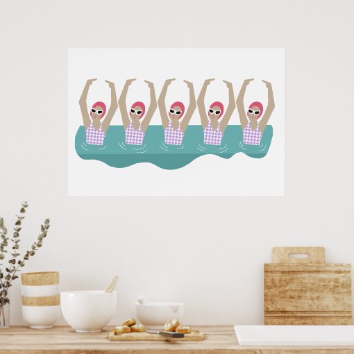Artistic Swimmers | Artistic Swimming Illustration Poster | Zazzle