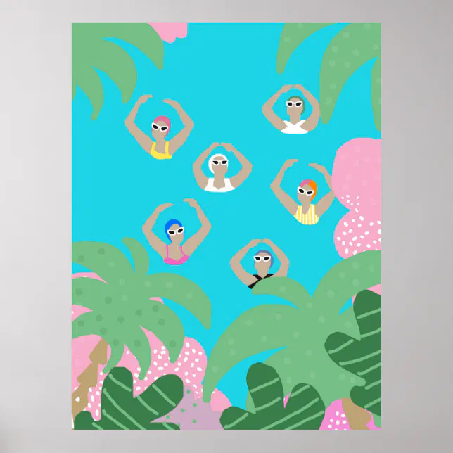 Artistic Swimmers | Artistic Swimming Illustration Poster | Zazzle