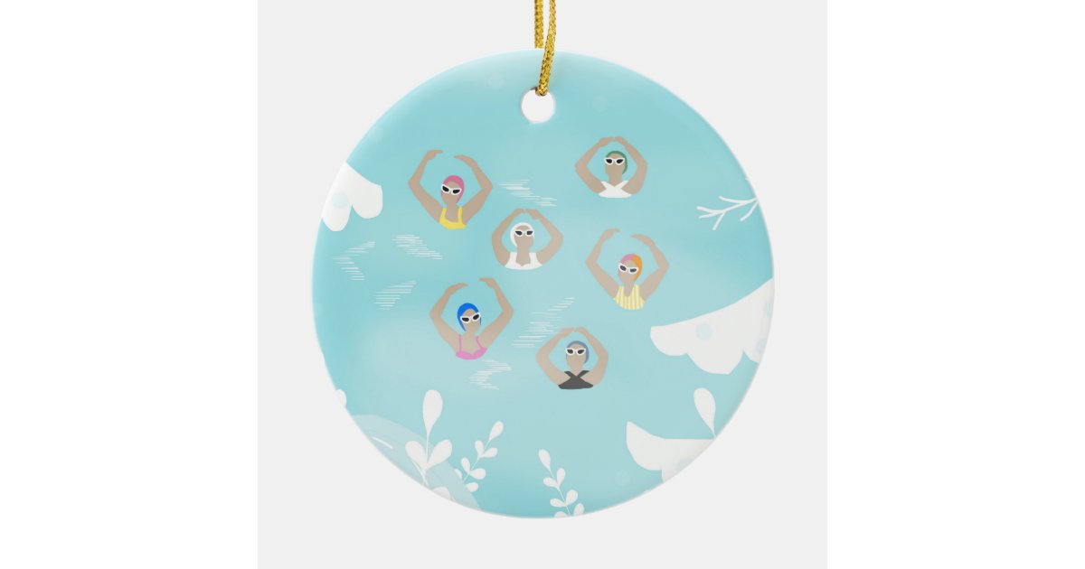 Artistic Swimmers | Artistic Swimming Winter Art Ceramic Ornament | Zazzle