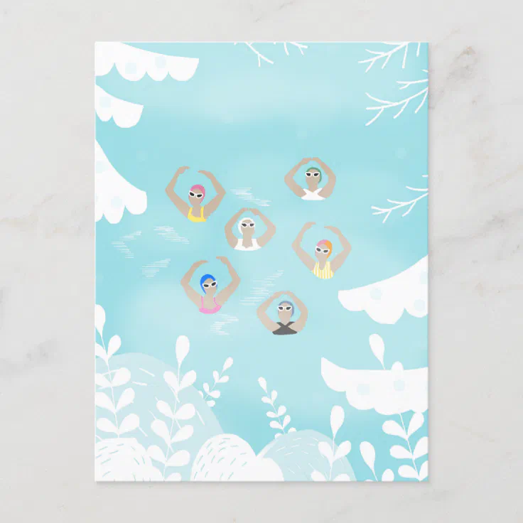 Artistic Swimmers | Artistic Swimming Winter Art Postcard | Zazzle