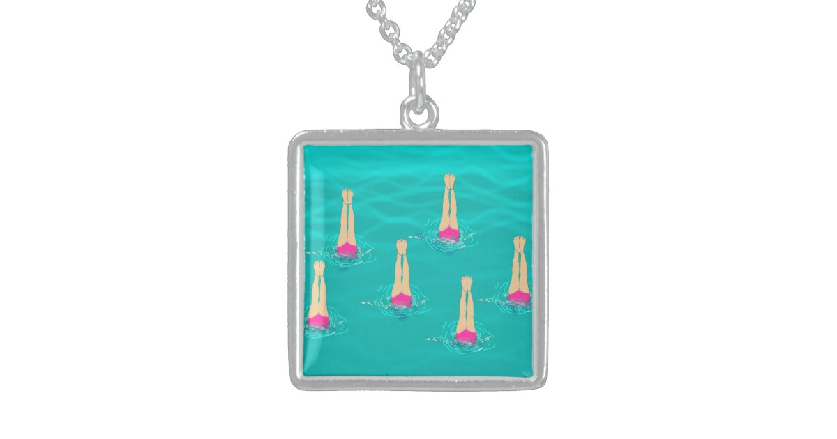 Artistic Swimmers Swimming Under Water Sterling Silver Necklace | Zazzle